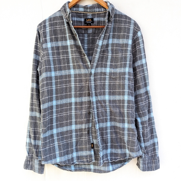 Lee | Shirts | Lee Blue Gray Plaid Flannel Shirt Shacket Fall | Poshmark